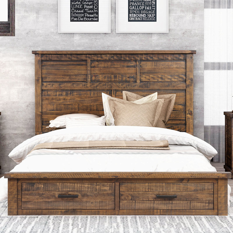 Millwood Pines Indira Queen Solid Wood Storage Platform Bed | Wayfair